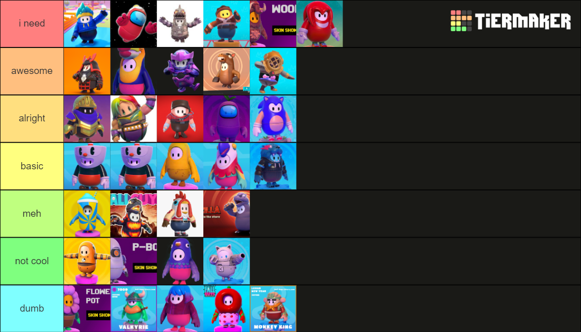 fall guys awesome skins Tier List (Community Rankings) - TierMaker