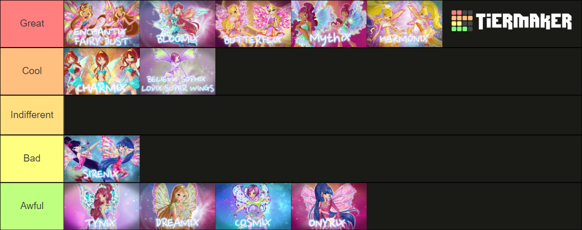 Winx Club Transformations Tier List (Community Rankings) - TierMaker