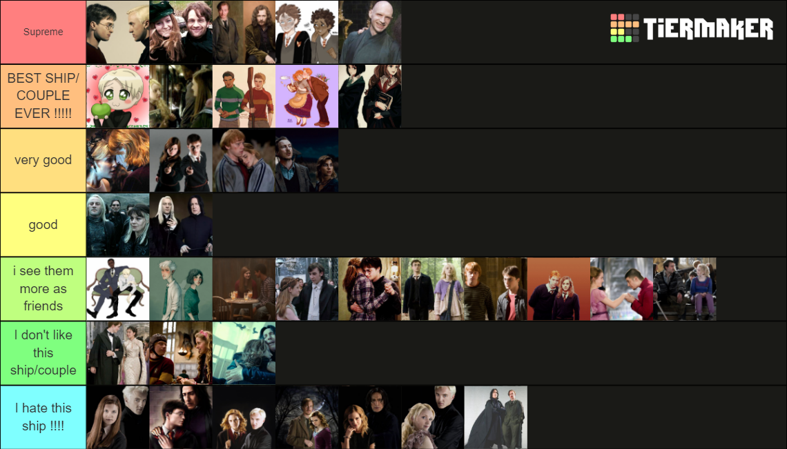 harry potter ships and couples Tier List (Community Rankings) - TierMaker