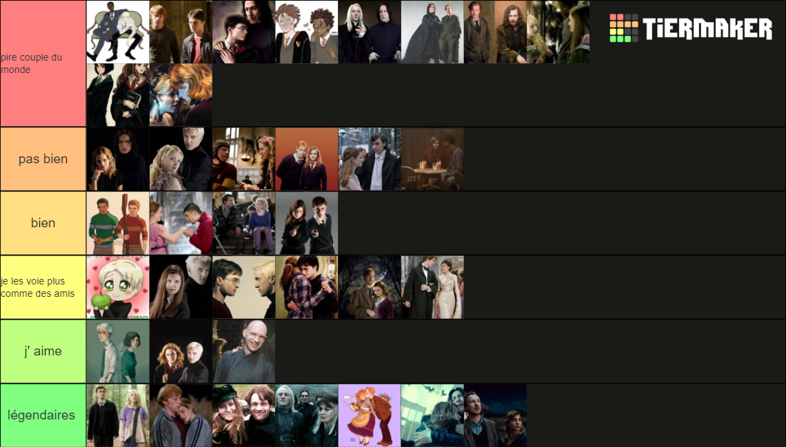 harry potter ships and couples Tier List (Community Rankings) - TierMaker
