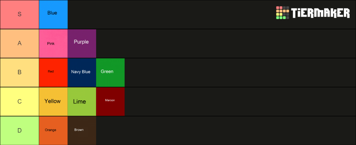 Colour Tier List (Community Rankings) - TierMaker