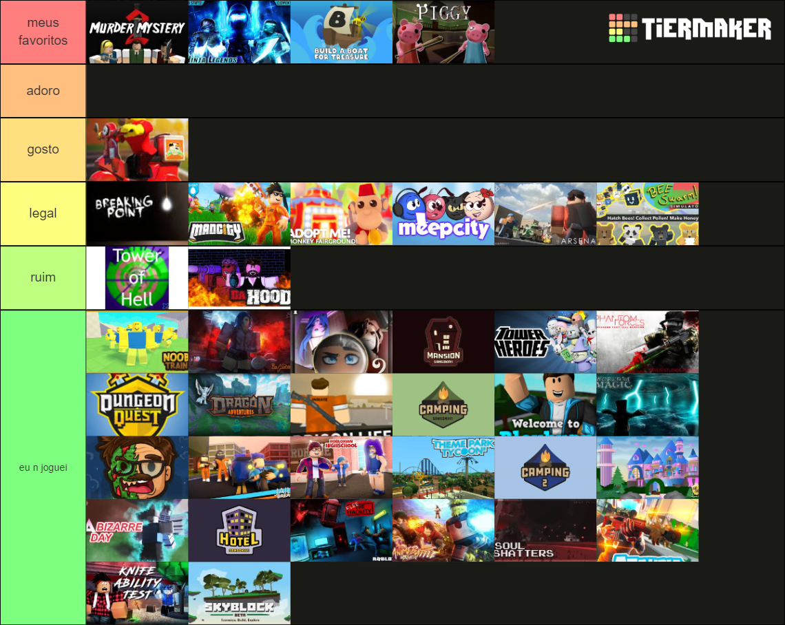 roblox popular roblox games Tier List (Community Rankings) - TierMaker