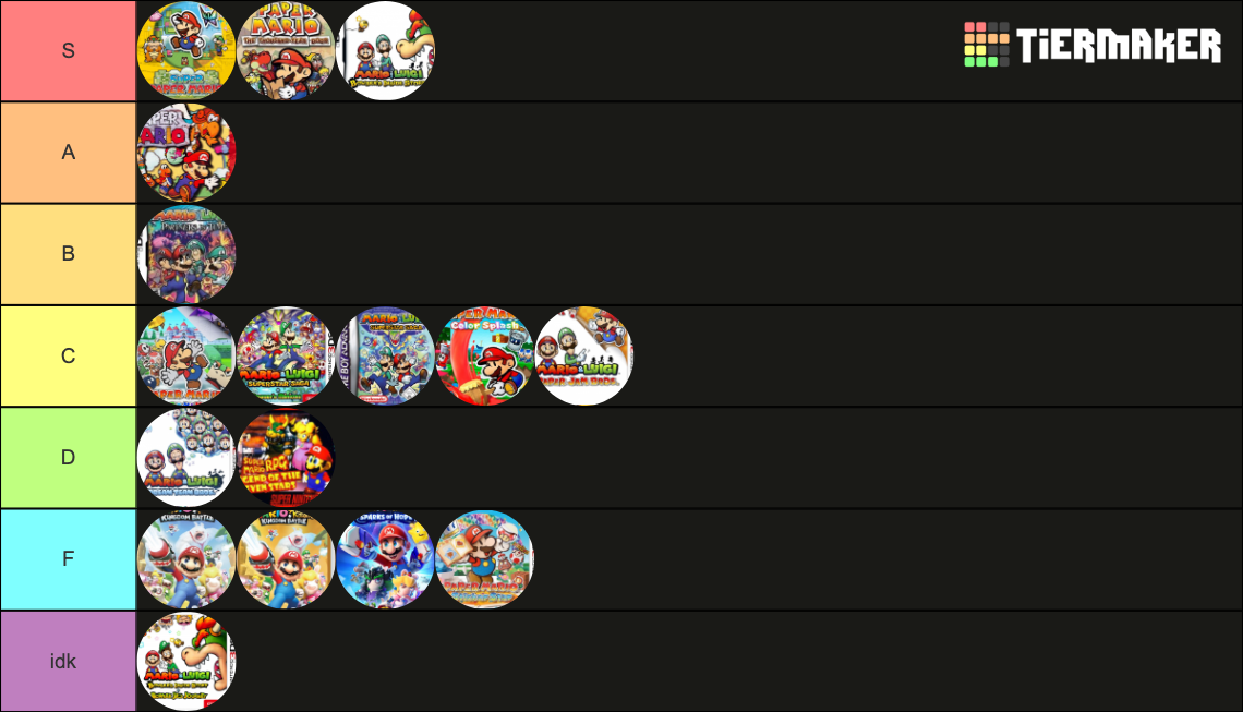 Ranking all RPG Mario games Tier List (Community Rankings) - TierMaker