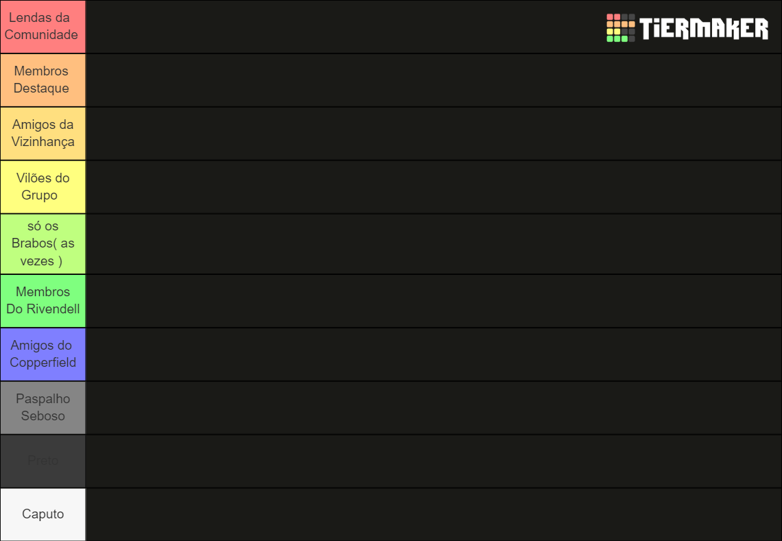 Membros do Rivendell (Discord) Tier List (Community Rankings) - TierMaker Membros do Rivendell (Discord) Tier List (Community Rankings) - TierMaker