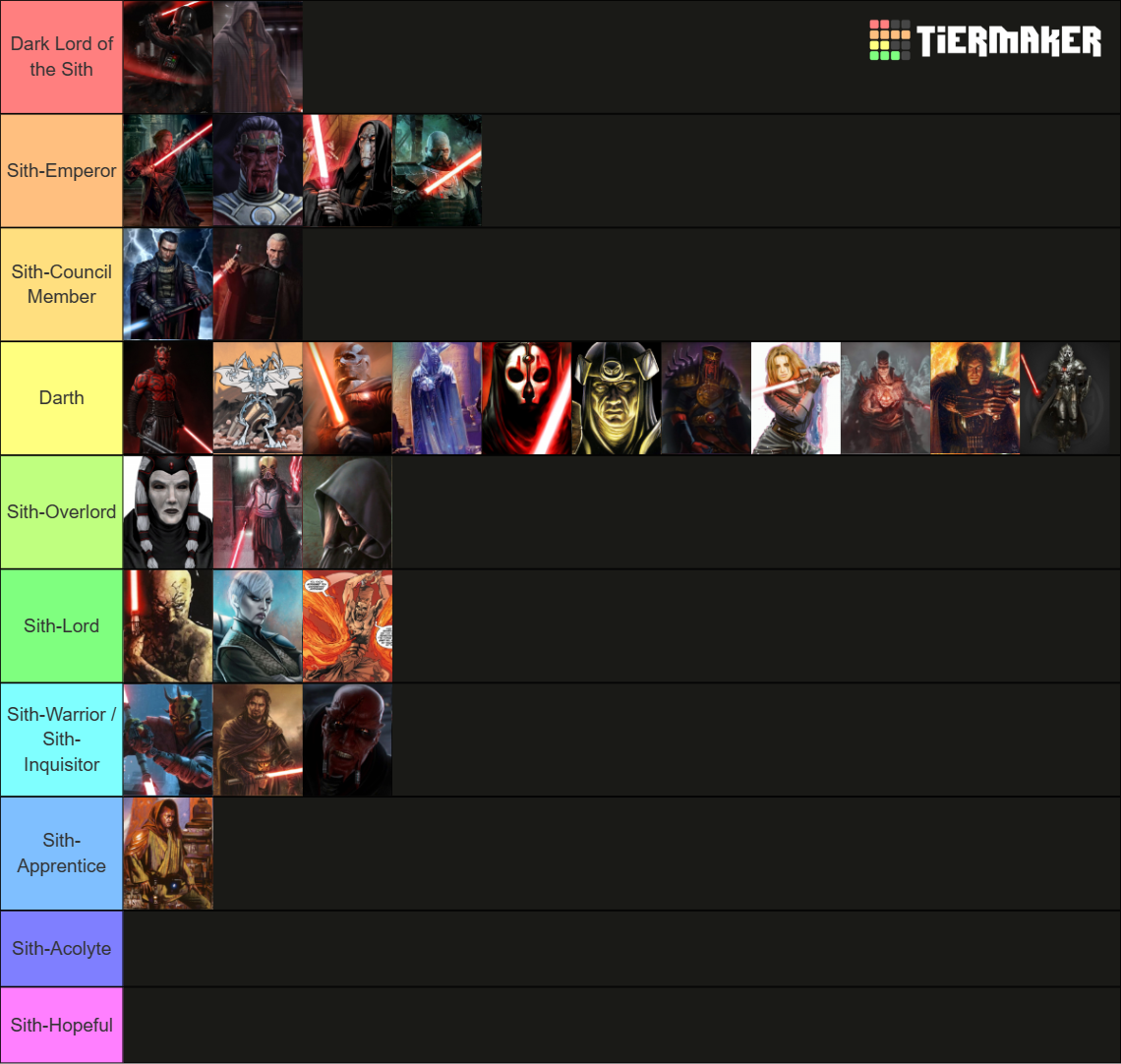 Ultimate Sith Ranking (Legends) Tier List (Community Rankings) - TierMaker