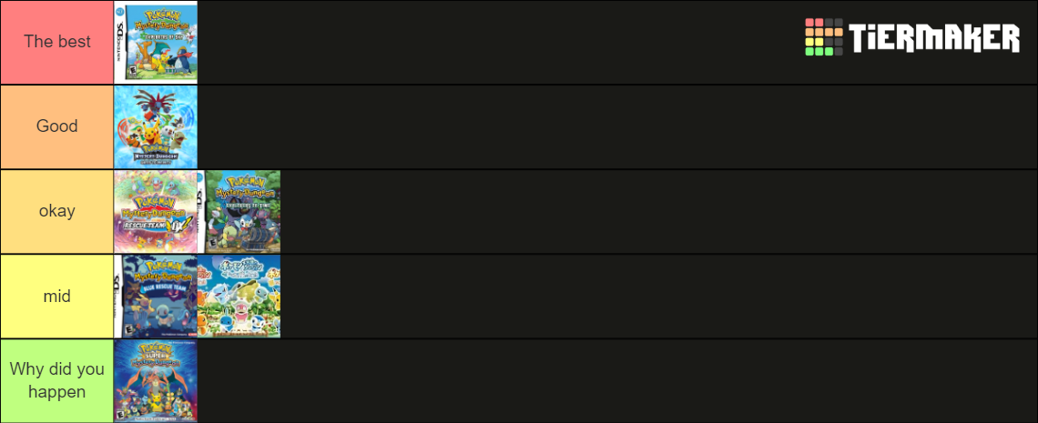 Pokémon Mystery Dungeon Games Tier List (Community Rankings) - TierMaker