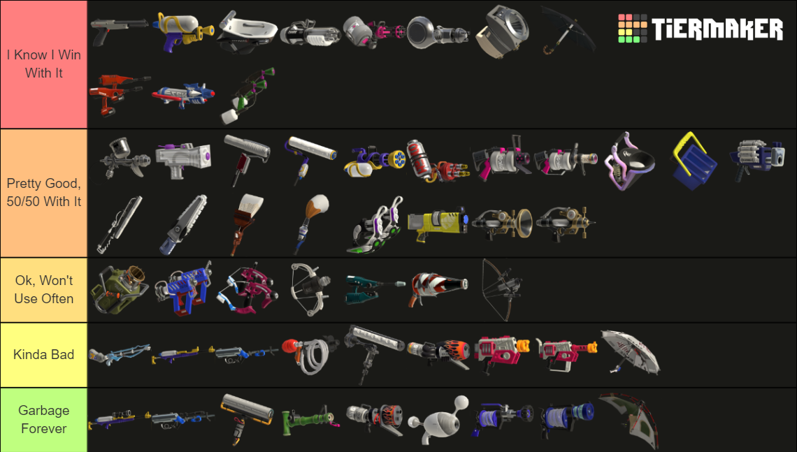 Splatoon 3 Weapons (v 1.1.2) Tier List (Community Rankings) - TierMaker