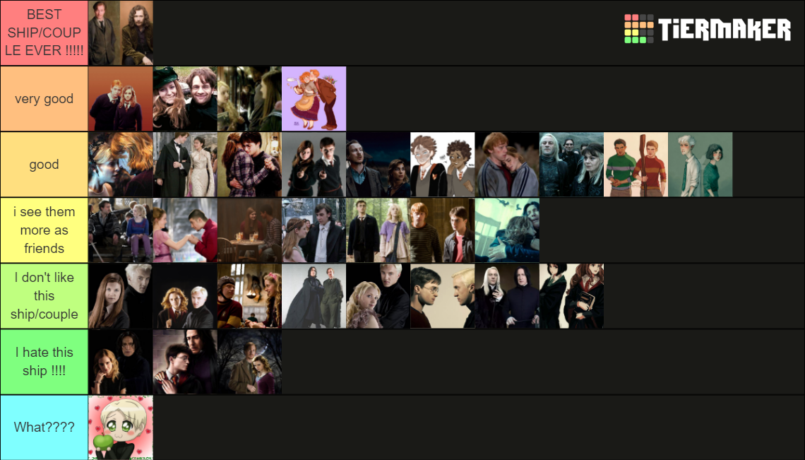 harry potter ships and couples Tier List (Community Rankings) - TierMaker