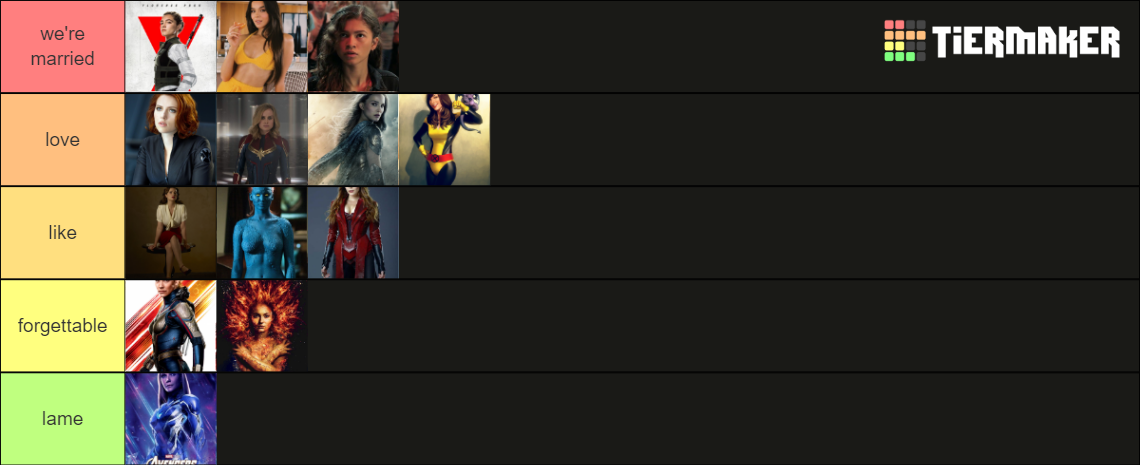HOTTEST FEMALE MARVEL CHARACTERS Tier List (Community Rankings) - TierMaker