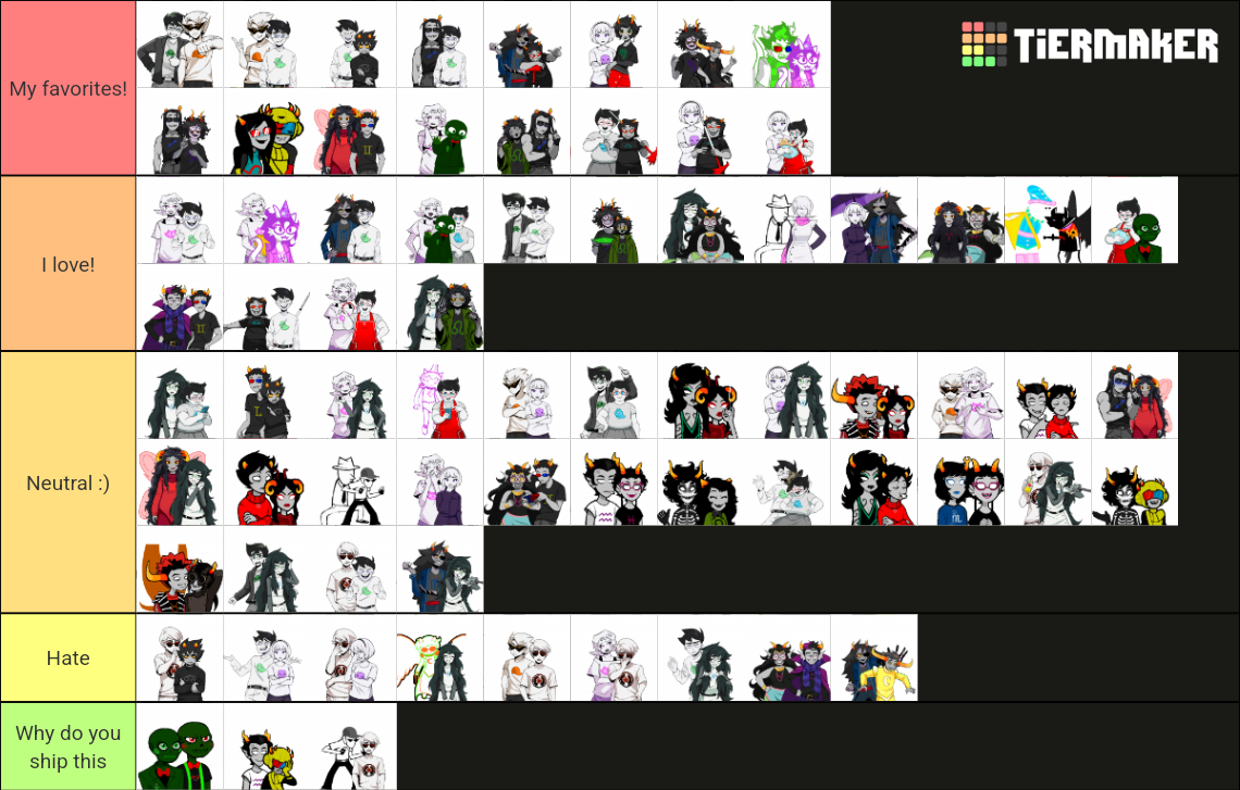 Homestuck ships Tier List (Community Rankings) - TierMaker