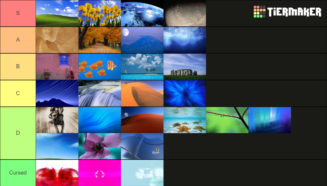 Windows XP Wallpapers Tier List (Community Rankings) - TierMaker