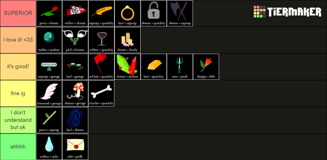 Dream SMP Ships Tier List (Community Rankings) - TierMaker