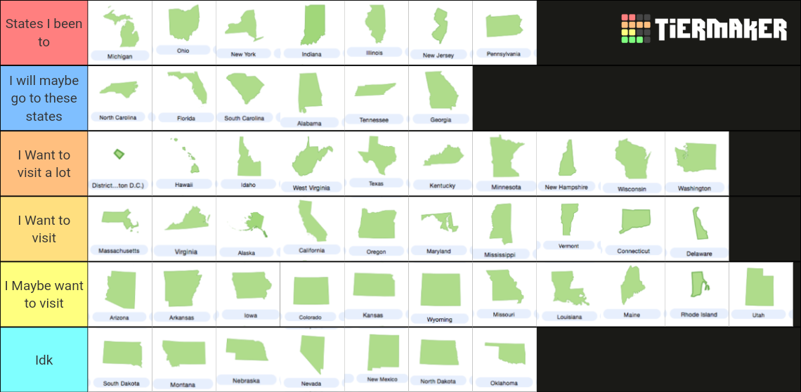 Best U.S. States Tier List (Community Rankings) - TierMaker