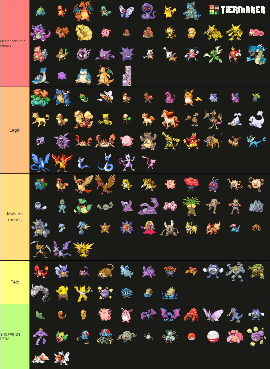 Gen 1 Pokémon (HGSS Sprites) Tier List (Community Rankings) - TierMaker