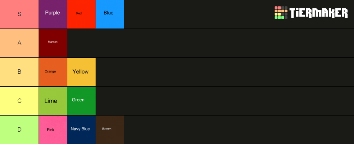 Colour Tier List (Community Rankings) - TierMaker