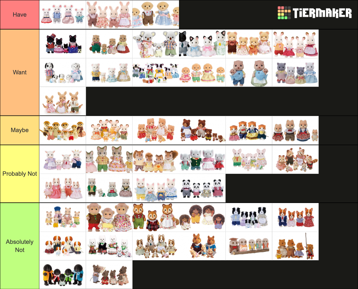 Calico Critter Families Tier List (Community Rankings) - TierMaker