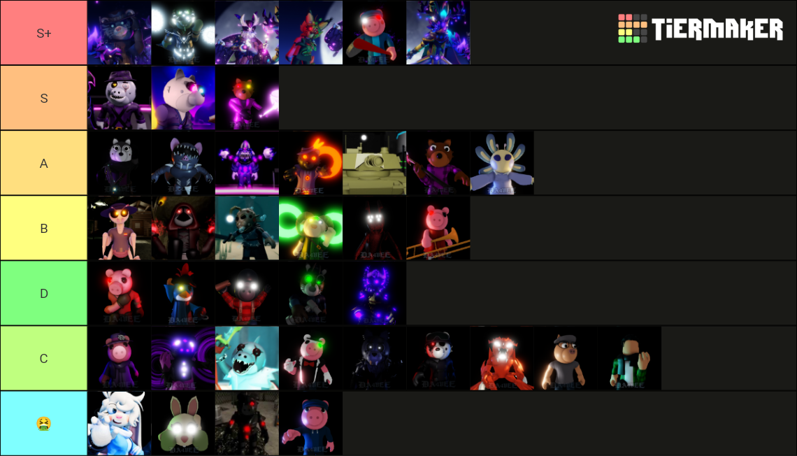 Official Piggy: Branched Realities Skins & Chars | Tierlist Tier List ...