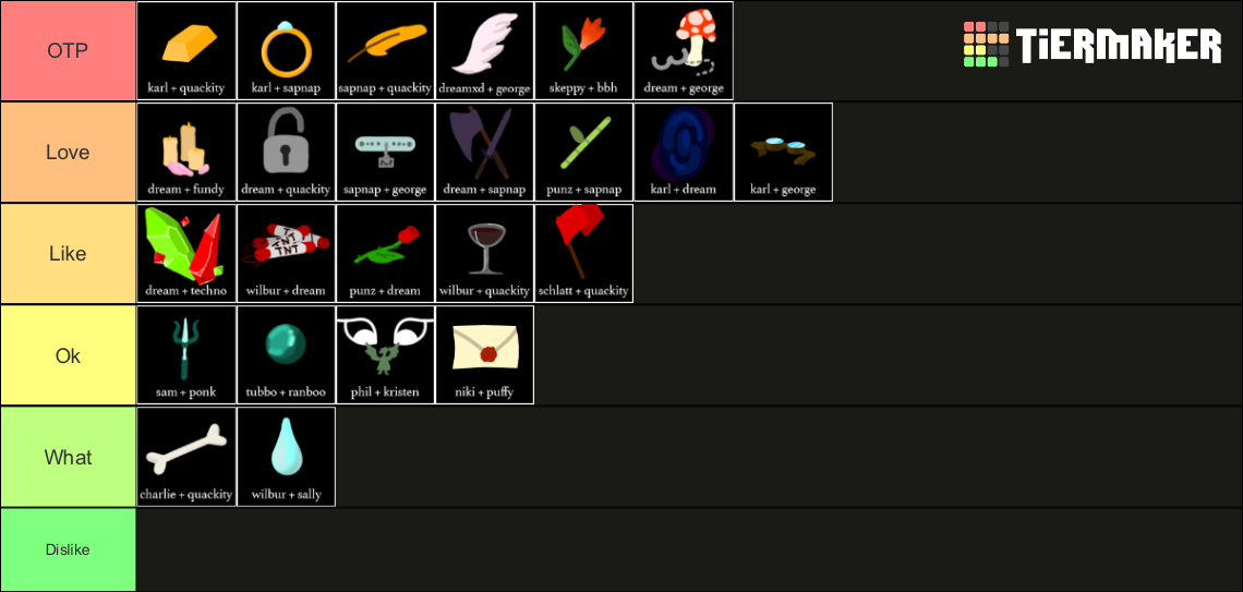 Dream SMP Ships Tier List (Community Rankings) - TierMaker