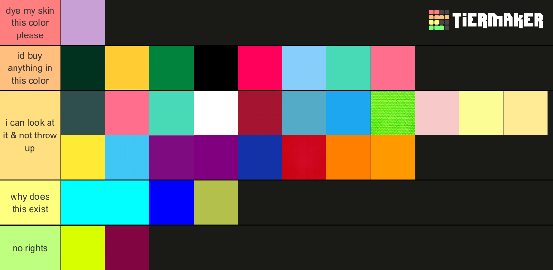 favorite color Tier List (Community Rankings) - TierMaker