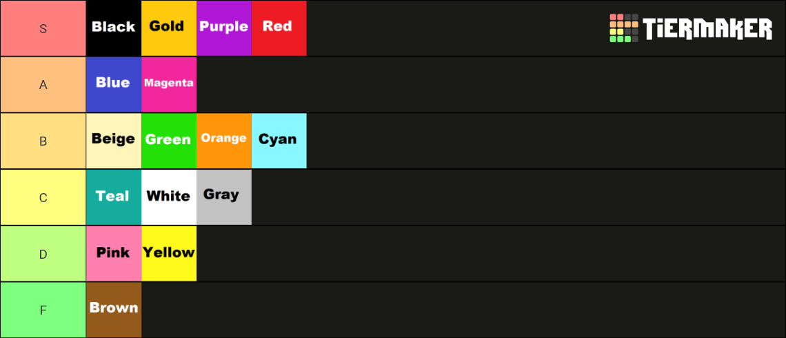 Favorite Color Tier List (Community Rankings) - TierMaker