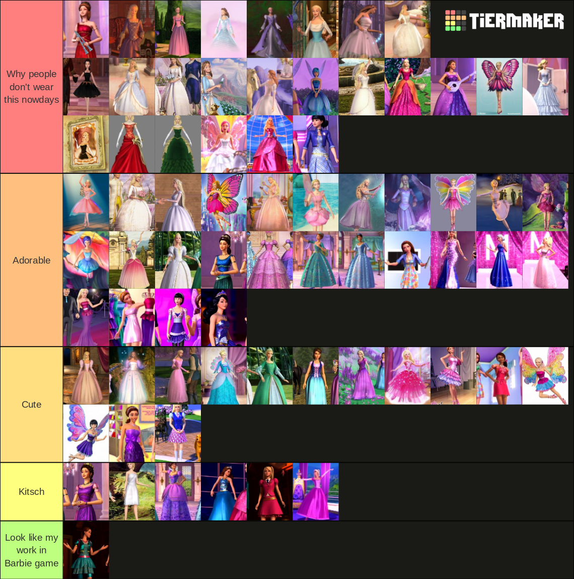 All dresses in barbie movies Tier List (Community Rankings) - TierMaker