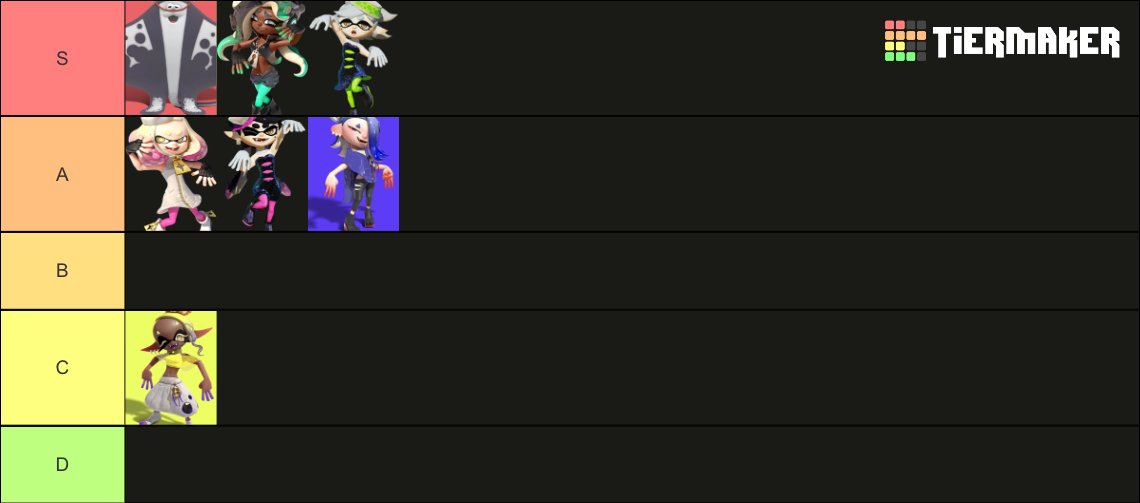 All Splatoon Idols (1+2+3) Tier List (Community Rankings) - TierMaker