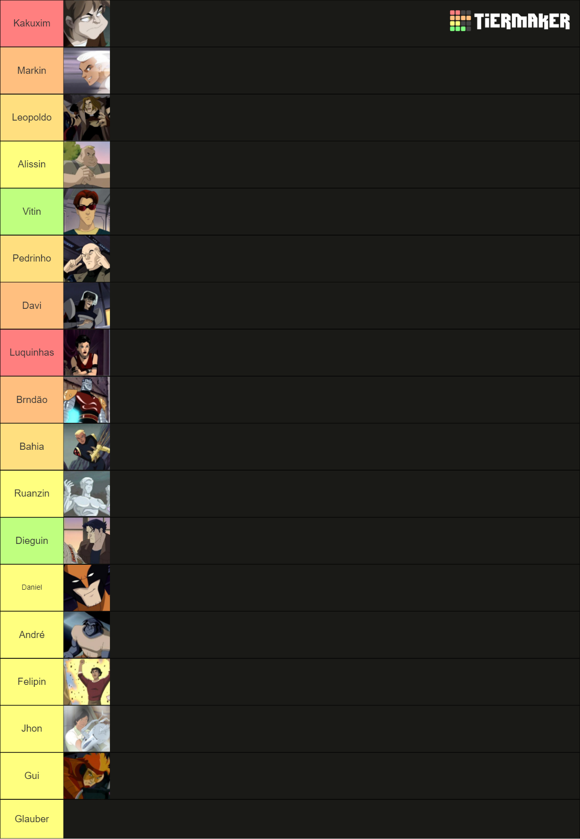 X-Men Evolution Characters Tier List (Community Rankings) - TierMaker