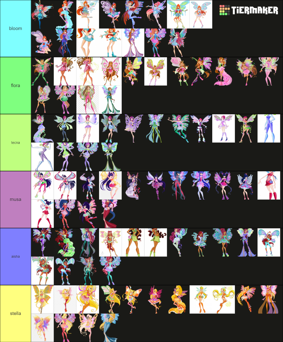 Winx Club transformations Tier List (Community Rankings) - TierMaker