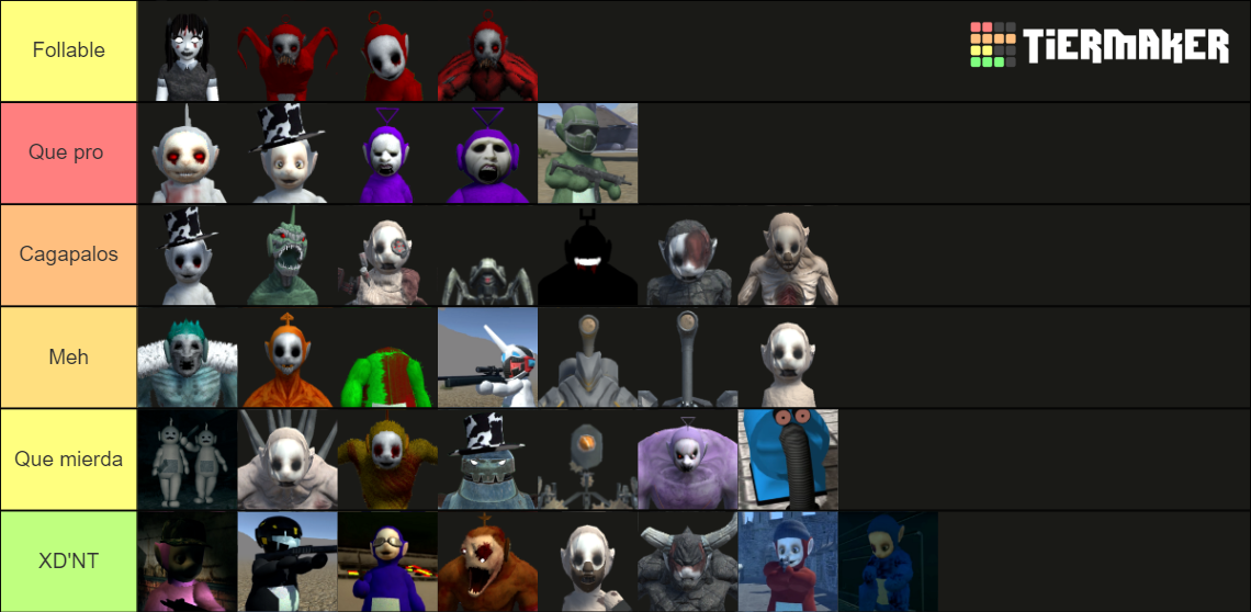 Slendytubbies Characters Tier List (Community Rankings) - TierMaker