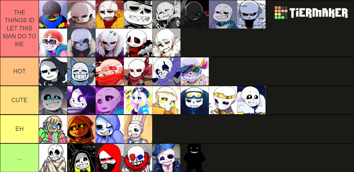 RATING HOW HOT ALL SANS' ARE Tier List (Community Rankings) - TierMaker