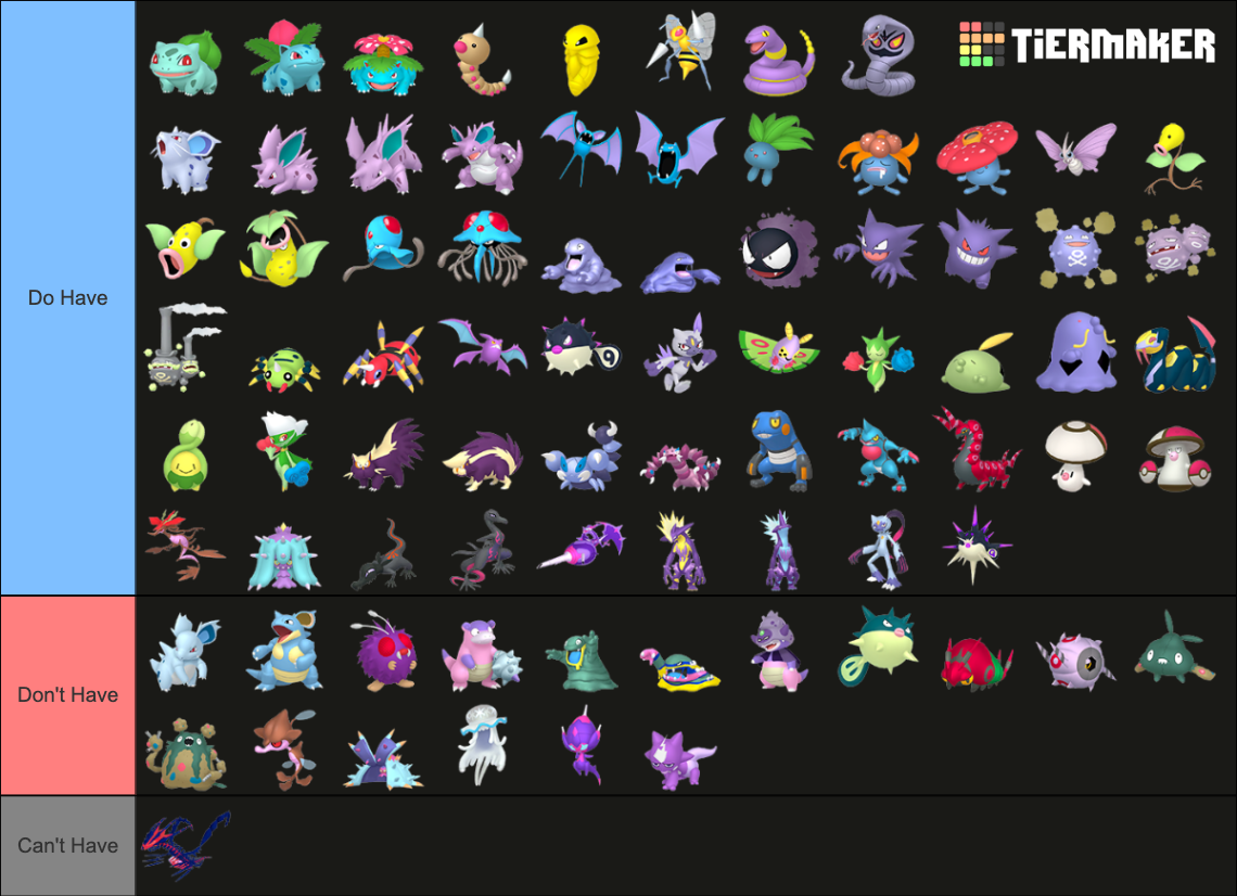 All Poison-Type Pokemon Gen 8 2022 Includes Legends Arceus Tier List ...