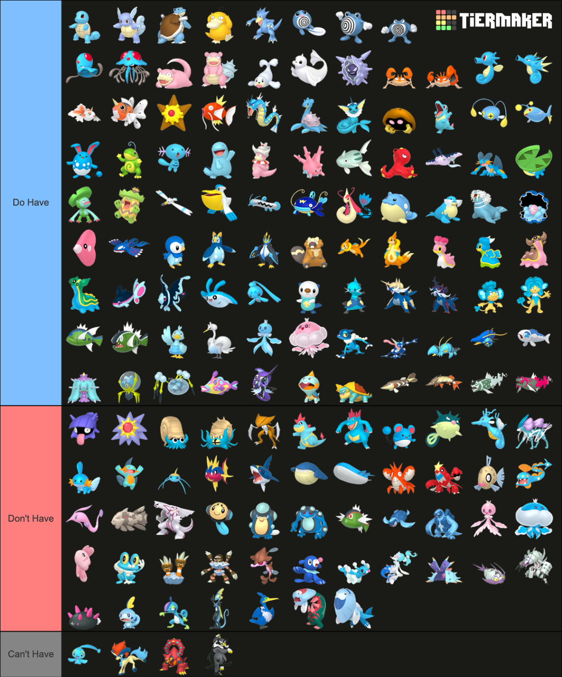 All Water-Type Pokemon Gen 8 2022 Includes Legends Arceus Tier List ...