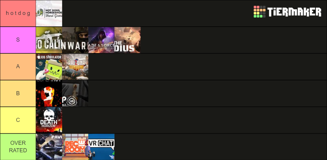 Vr Games I have Played Tier List (Community Rankings) - TierMaker