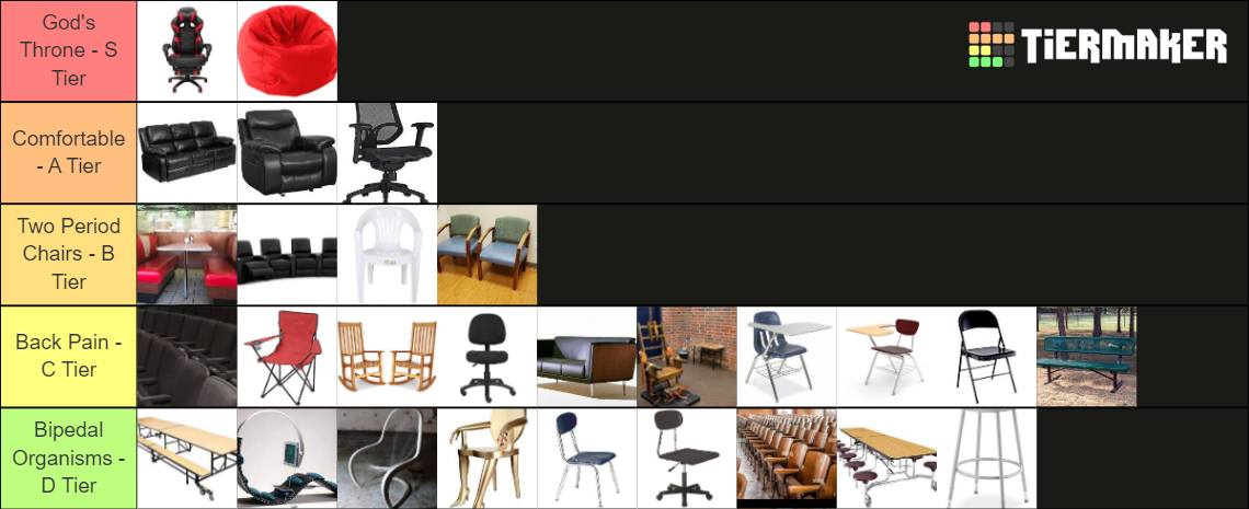 Chair Tier List (Community Rankings) - TierMaker
