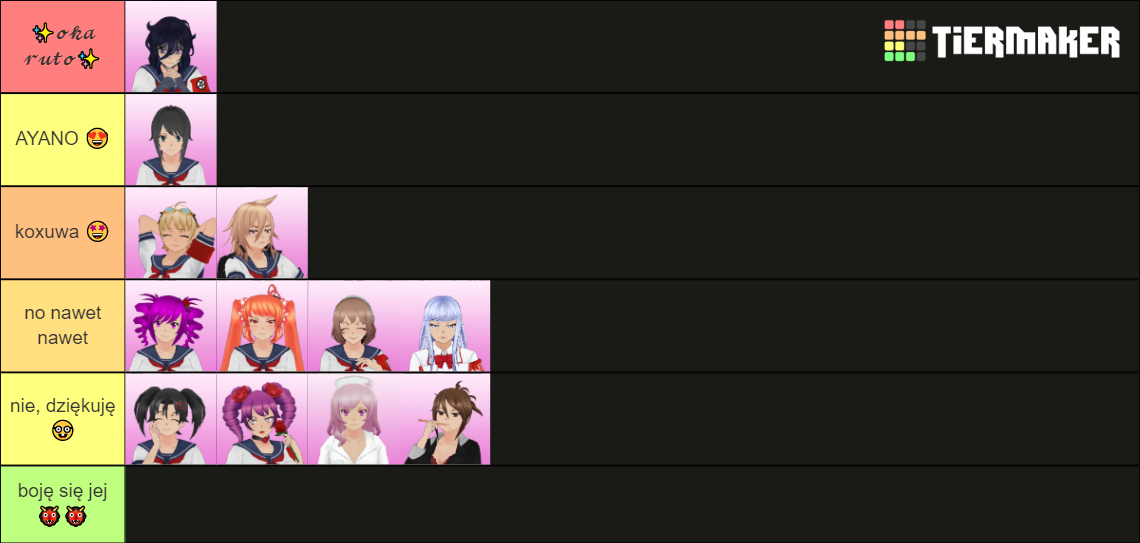 Rywalki YanSim 🥰 Tier List (Community Rankings) - TierMaker