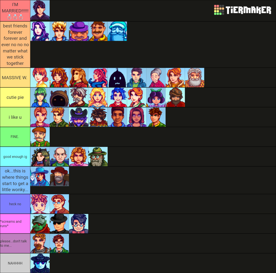 Stardew Valley NPCs 1.5 Update Tier List (Community Rankings) - TierMaker