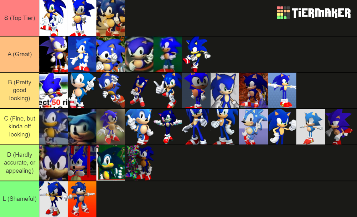 Official Sonic Models From & for (Mostly)Sonic Games Tier List ...