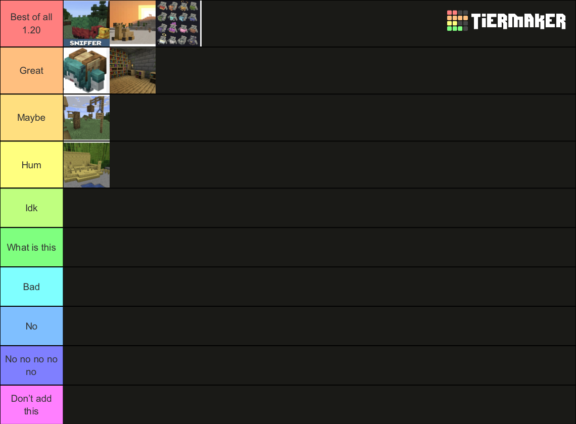 Minecraft 1.20 unnamed update Tier List (Community Rankings) - TierMaker Minecraft 1.20 unnamed update Tier List (Community Rankings) - TierMaker