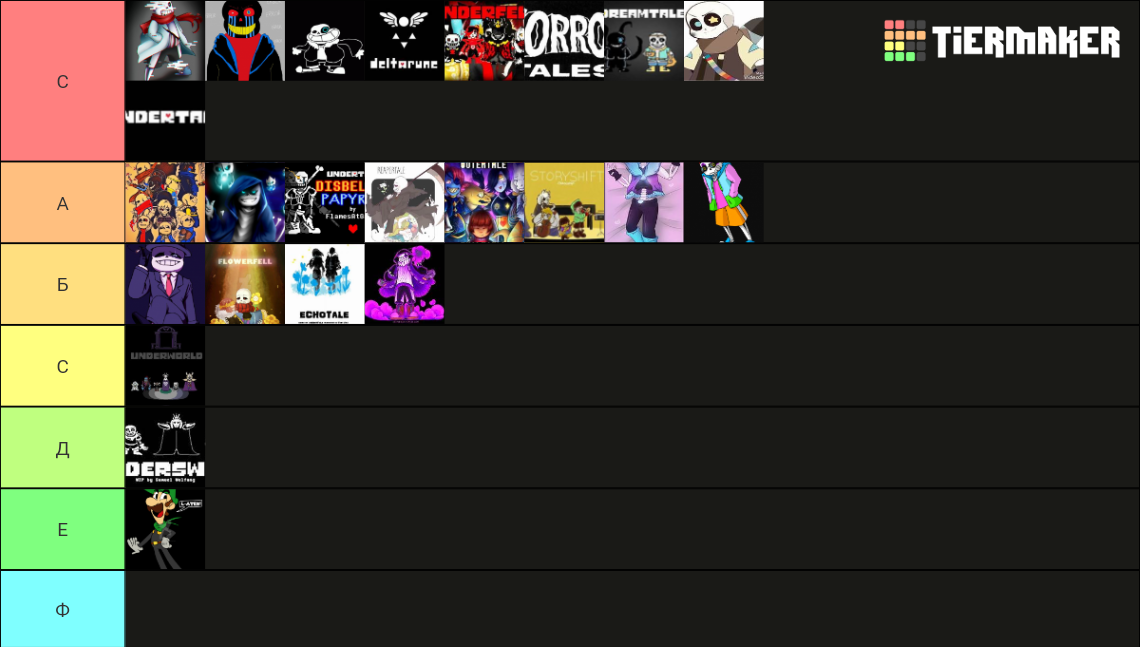 Undertale AU Tierlist Tier List (Community Rankings) - TierMaker
