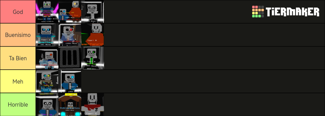 Undertale Judgement Simulator Tier List (Community Rankings) - TierMaker Undertale Judgement Simulator Tier List (Community Rankings) - TierMaker