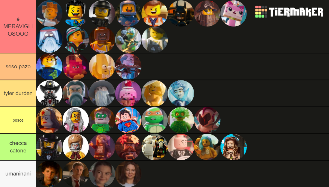 lego movie 1/2 characters Tier List (Community Rankings) - TierMaker