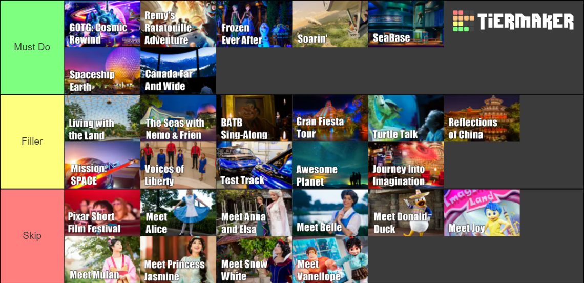 EPCOT Attractions Tier List (Community Rankings) - TierMaker