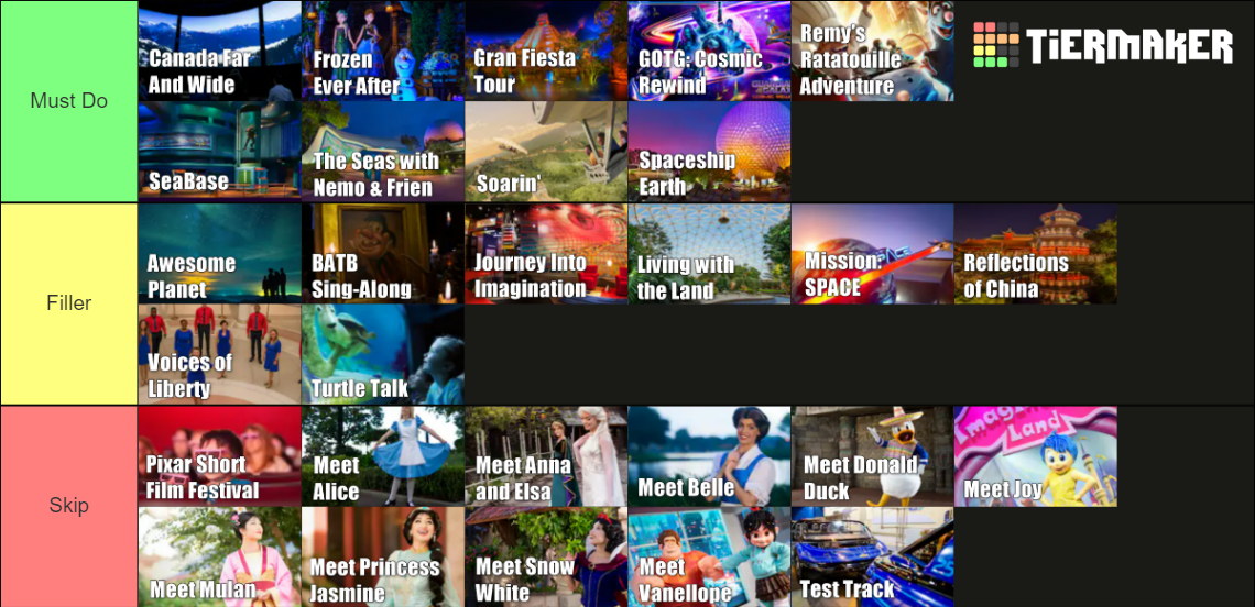 EPCOT Attractions Tier List (Community Rankings) - TierMaker