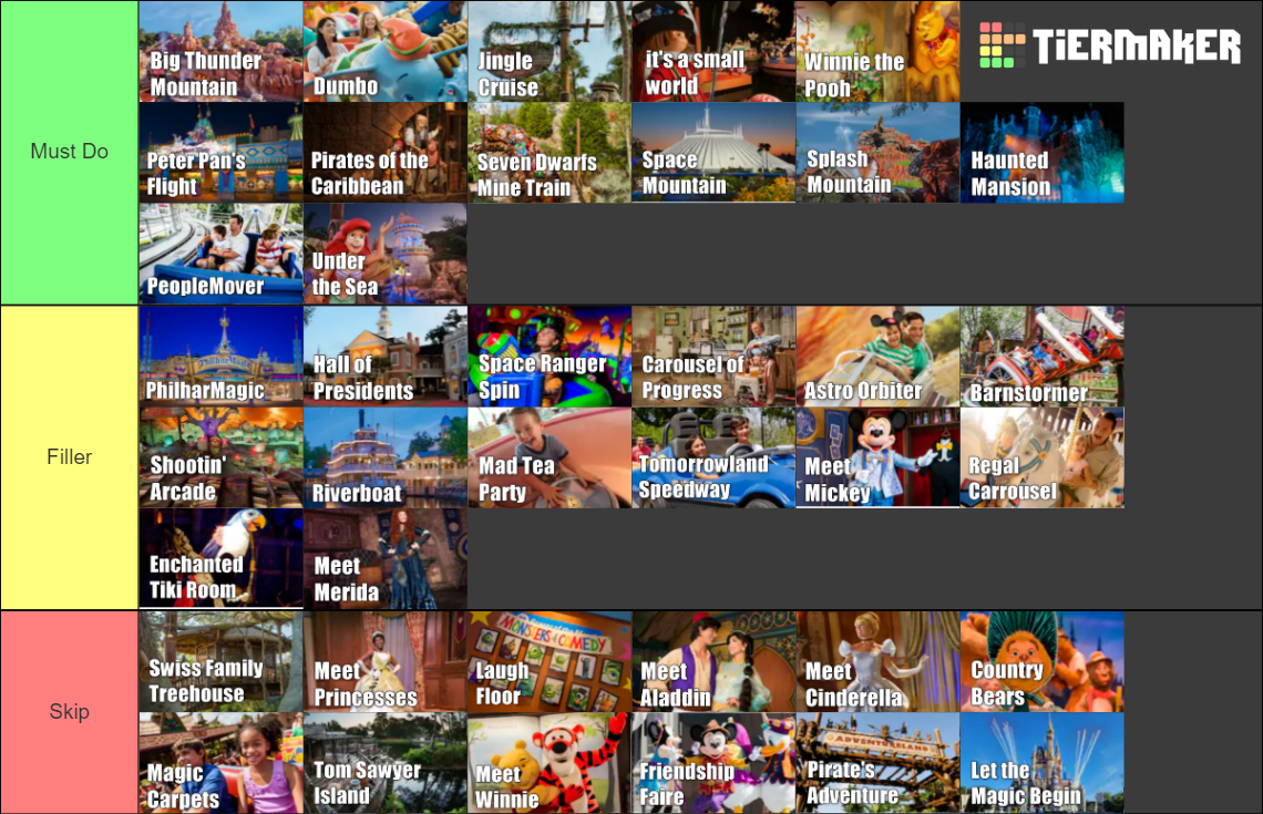 Magic Kingdom Attractions Tier List (Community Rankings) - TierMaker