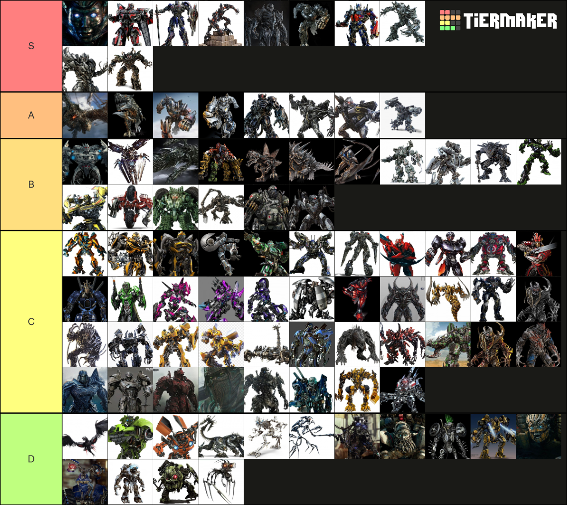 Movie Transformers Designs Tier List (Community Rankings) - TierMaker