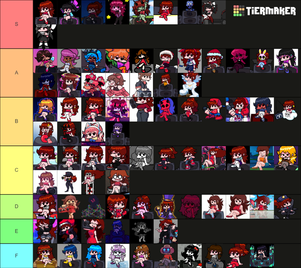 Best Friday Night Funkin' Girlfriend Design Tier List (Community ...