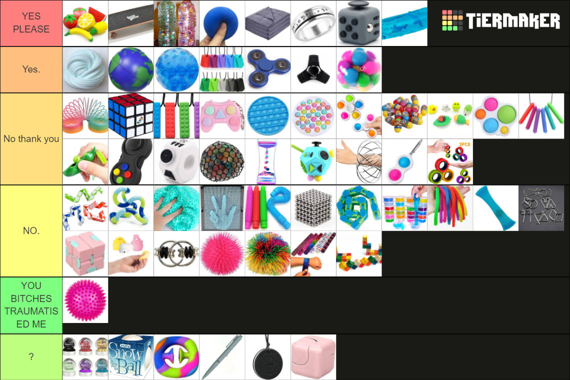Stim, Sensory, and Fidget Toy Tier List (Community Rankings) - TierMaker