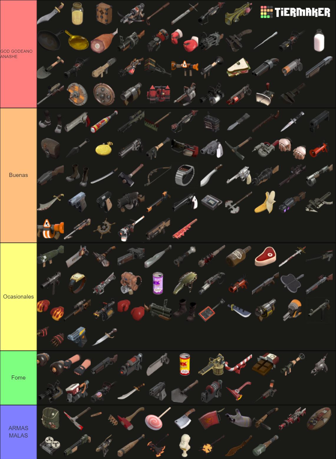 ALL TF2 WEAPONS Tier List (Community Rankings) - TierMaker