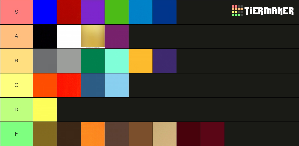 Colour Tierlist Tier List Community Rankings Tiermaker