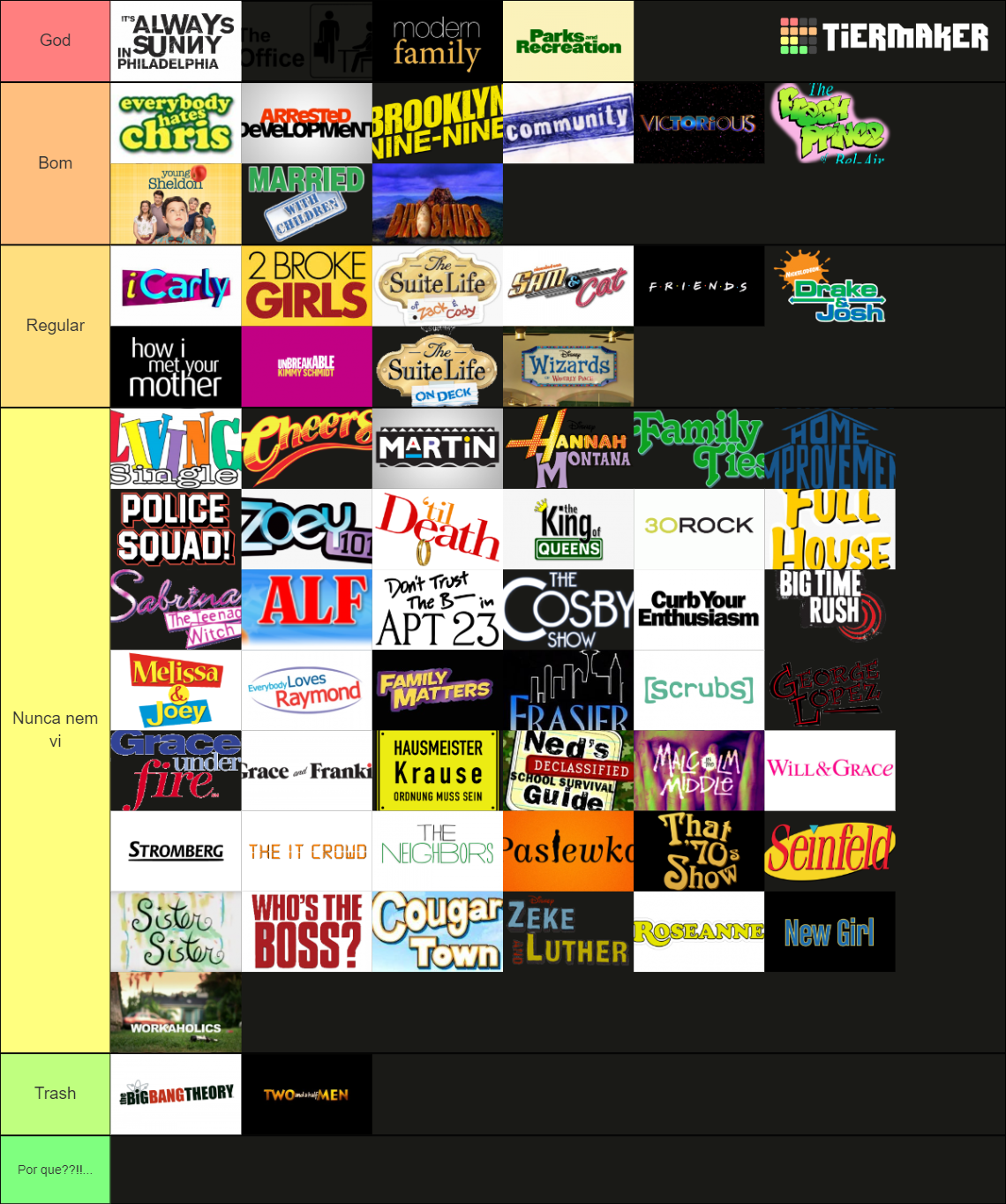 The Best Sitcoms Tier List (Community Rankings) - TierMaker
